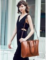China Vintage Womens Leather Messenger Bag 15.6 Inch Laptop Tote Bag for sale