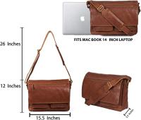 China 14inch Laptop Womens Leather Messenger Bag Canvas Cowhide 400g for sale