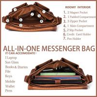 China 14inch Laptop Womens Leather Messenger Bag Canvas Cowhide 400g for sale
