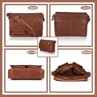 China 14inch Laptop Womens Leather Messenger Bag Canvas Cowhide 400g for sale