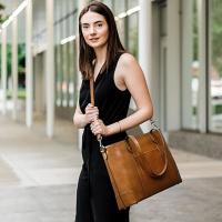 China 15.6 Inch Laptop Leather Tote Bag For Women PU Polyester Material for sale