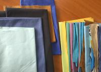 China Absorbent Chemical Bond Non Woven Cleaning Cloth Blue Wave Line Square Pattern for sale