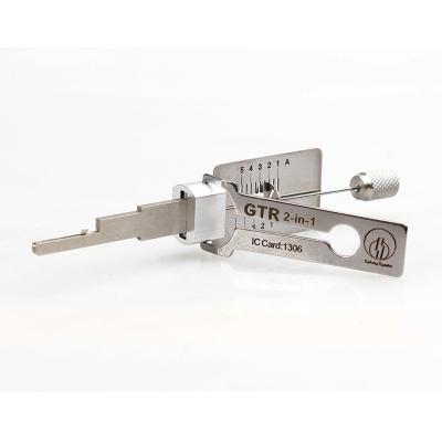 China New Arrival Lishi 2 In1 GTR Lockpicks & Blank Keys Decoder Stainless Steel Silver for sale
