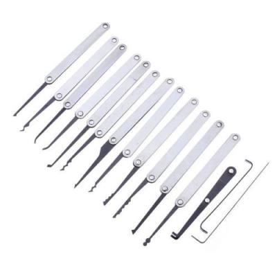 China 15 in 1 Stainless Steel Hook Lock Pick Set Locksmith Tool with Leather case for sale
