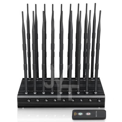 China 18 antennas signal jammer blocking all 2G 3G 4G 5G WIIFI (Including 5.2G,5.8G,WIFI 6E) GPS RF LOJACK signals with remote control. for sale