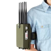 China Portable 8 antennas mobile phone signal jammer blocks 2G 3G 4G 5G WIFI signals with bigger hot sink & battery for sale