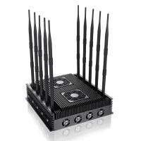 China Powerful 10 antennas jammer blocks 2G, 3G, 4G,5G and WIFI signals with an output power of 84W ,coverag range up to 100m for sale