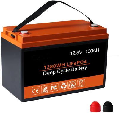 China LFP Solar Energy Storage Battery 100AH 12V Rechargeable Lithium Battery BMS for sale