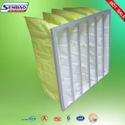 China F7 F8 Yellow Dust Collector Filters , Baghouse Filters 90%-95% Efficiency for sale