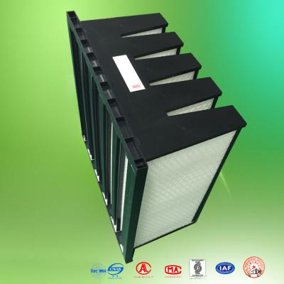 China Clean Room Fiberglass Air Filters Merv10 Plastic Frame V Cell Air Filter for sale
