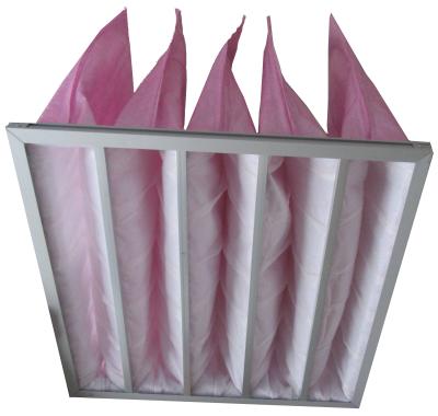 China HVAC System Pockets Bag Air Filters Pink Synthetic Fiber Medium Efficiency for sale