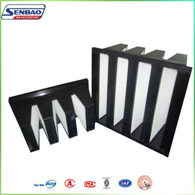 China Industrial Housing V Bank Air Filter ABS Frame Fiberglass Fiber Media Pleated for sale