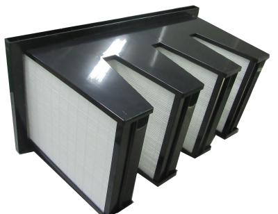 China HVAC AHU System V Bank Filters Plastic Frame Fiberglass Media Industrial for sale