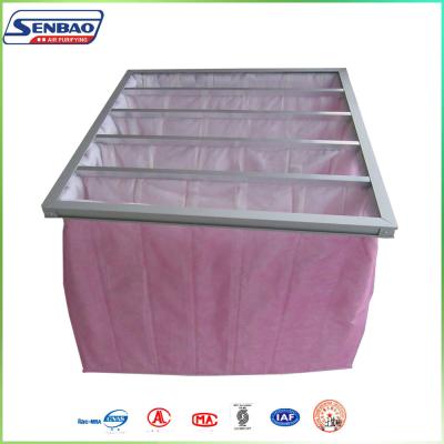 China AHU System Pink Synthetic Fiber F7 Pockets Bag Air Filter Medium Efficiency for sale