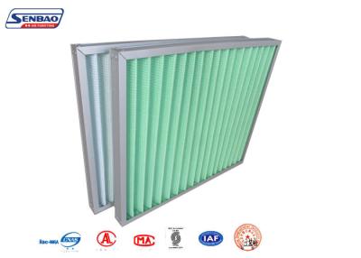 China Clean Air Syste Synthetic Fiber Pleated Panel Air Filters Green Color Standard / Customized for sale