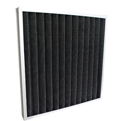 China Activated Carbon Pleated Panel Air Purifier Filter Replacement With Aluminum Frame Black Color for sale