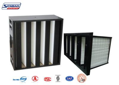 China Ventilation System Mini Pleat V Bank Filters with Black ABS Plastic Frame for sale