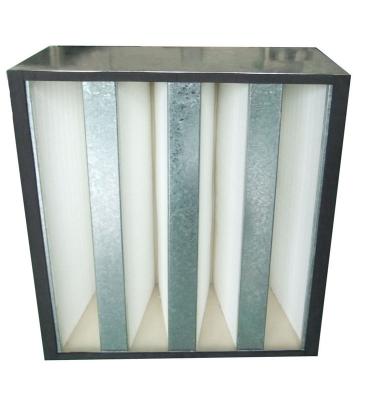 China Low Resistance V Bank Mini-Pleat Media Air Filters With Abs Plastic Frame for sale