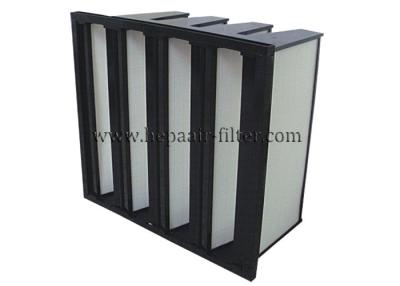 China Low Resistance Fiberglass V Bank Industrial Air Filters With ABS Plastic Frame for sale
