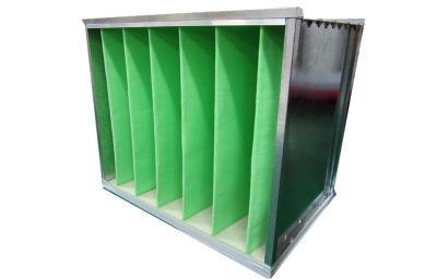 China Galvanized Frame V Bank Filters Synthetic Fiber Media HVAC Hepa Filter for sale