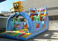 China Kids Double Slide Blue Print Commercial Inflatable Slide PVC Waterproof for sale