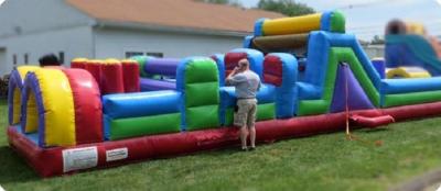 China Giant Pool Inflatable Obstacle Course 40 Foot Kids Obstacle Course Water Slide for sale