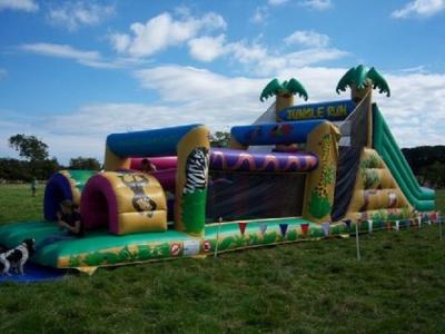 China Children Inflatable Obstacle Course Run EN14960 Huge Jungle Inflatables for sale