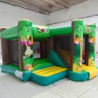 China Commercial Jungle Inflatable Combo 2 In 1 Combo Bounce House With Side for sale