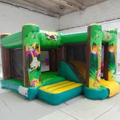 China Commercial Jungle Inflatable Combo 2 In 1 Combo Bounce House With Side for sale