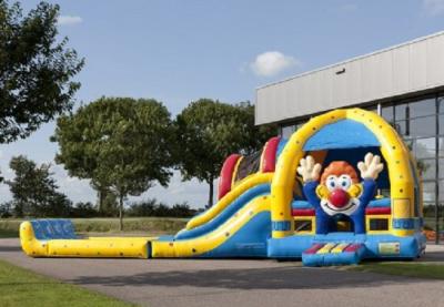 China Commercial Clown Lovely Inflatable Combo With Slide And Pool for sale