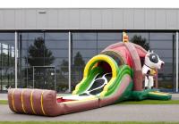 China Logo Printing Outdoor Inflatable Combo Farm Cow With Slide For Event for sale