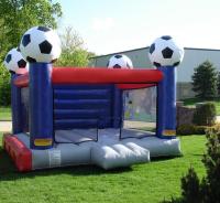 China Kids Sport Game Soccer Blow Up Bounce Houses With Safety Net for sale