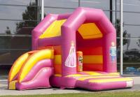 China Comercial Inflatable Combo With Mini Dry Slide / Princess Print Moonwalk Bounce House for sale