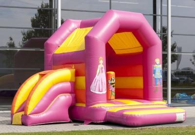 China Comercial Inflatable Combo With Mini Dry Slide / Princess Print Moonwalk Bounce House for sale