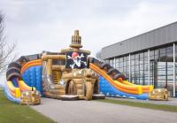 China Mega Glijbaan Amazing Giant Inflatable Water Slide , Inflatable Pirate Ship Double Slide for sale