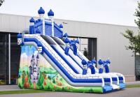China Blue Castle Large Comelot Jump And Slide Inflatables With Climbing Wall for sale