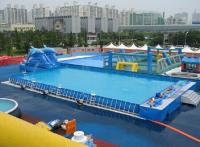 China Durable Backyard Ground Metal Frame Pool Blue Inflatable Swimming Pool 0.9 PVC Tarpaulin for sale