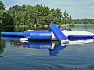 China Blue Outdoor Inflatable Water Trampoline, Customized Inflatable Water Toys For Lake for sale