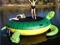 China Events Green Outdoor Inflatable Water Trampoline Logo Printing for sale
