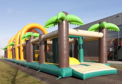 China 35m Jungle Obstacle Course Theme Inflatable Floating Obstacle Course With Flame Retardant for sale