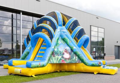 China Double Lane Valcano Jungle Large Inflatable Slides With Climb for sale