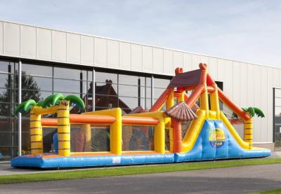 China Competive Bounce House Obstacle Course Jumpers Run Beach 17.5m For Adult for sale