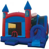 China Popular Blue Kids Party Bouncer Slide Combo With Pool And Landing for sale