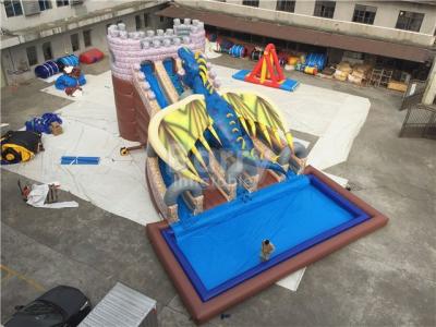China Industrial Dragon Inflatable Water Slide 15X11X8M 0.9mm Pvc Tarpaulin Material for sale