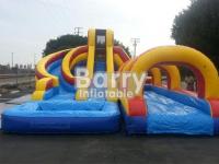 China Crazy Cash Backyard Barry Inflatable Water Slides 17ft Yellow And Blue color for sale