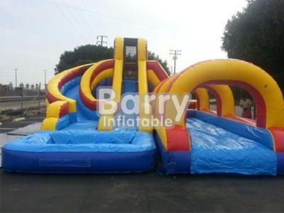 China Crazy Cash Backyard Barry Inflatable Water Slides 17ft Yellow And Blue color for sale