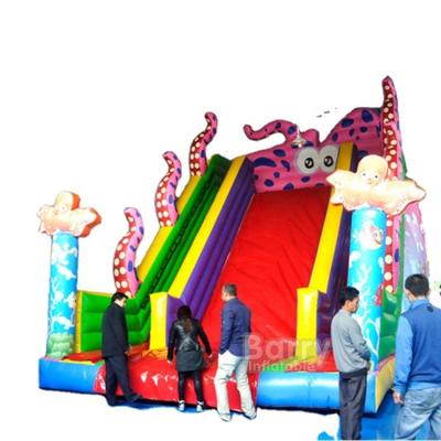 China Kids Octopus PVC 0.55mm Inflatable Water Slides Double Lanes for sale