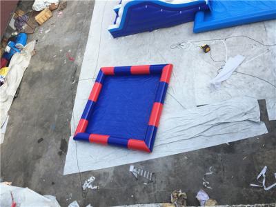 China Deep Blue And Red Tarpaulin Inflatable Water Pool 6x6m For Family for sale