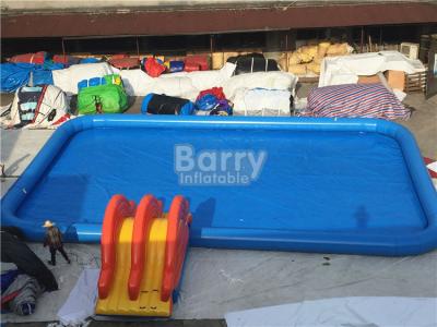 China Extra Large Kids Inflatable Play Pool With Small Slide 65cm Height for sale