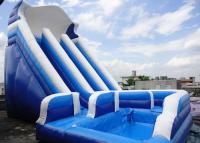 China Giant Commercial Water Slides , Blue Kids Inflatable Water Slides With Pool for sale